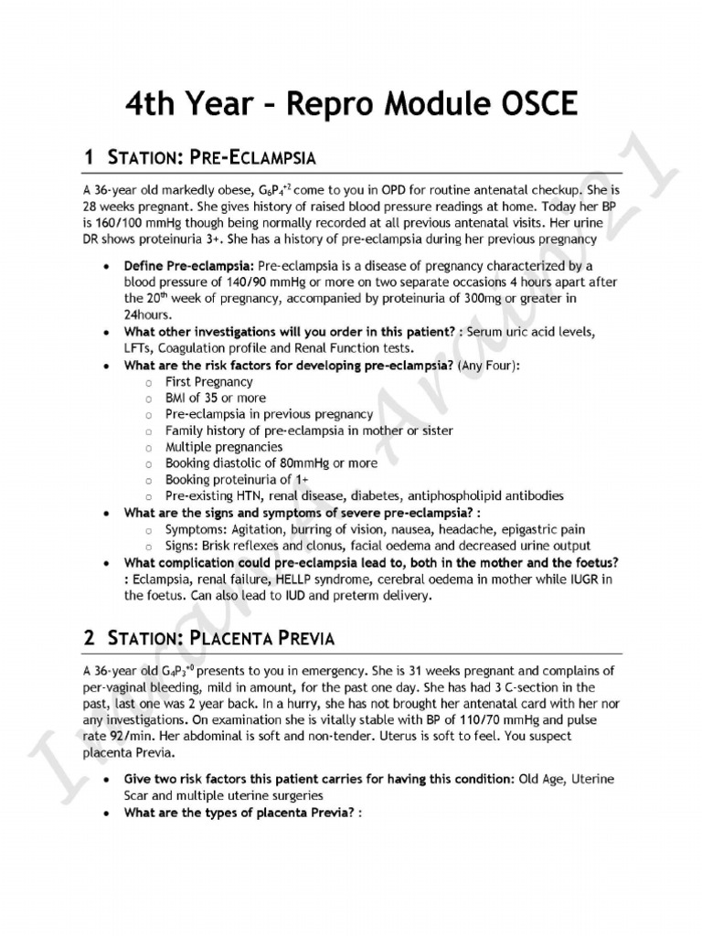 Repro Module Solved OSCE - 4th Year (Updated On 13th Feb 2020) | PDF