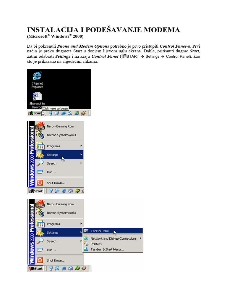 Instalacija I Podesavanje Modema | PDF