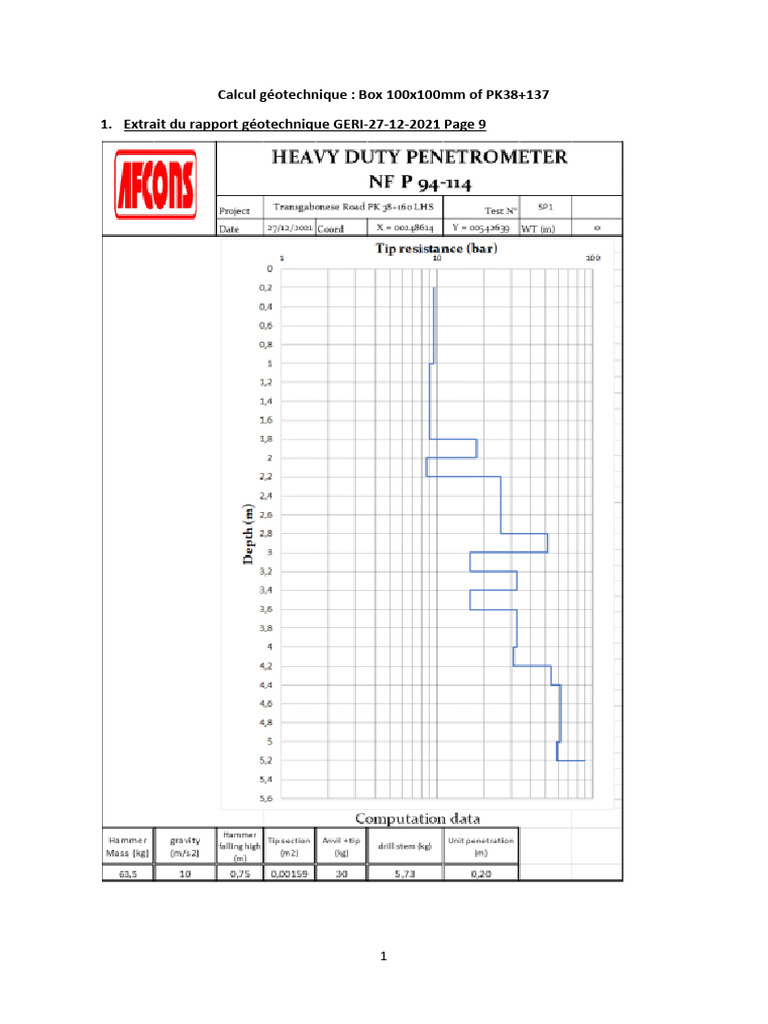 Geotechnical calculationOH1-PK38+137-fr | PDF | Teaching Methods ...
