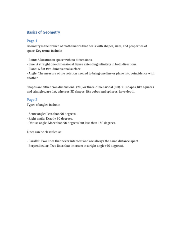 Basics of Geometry | PDF