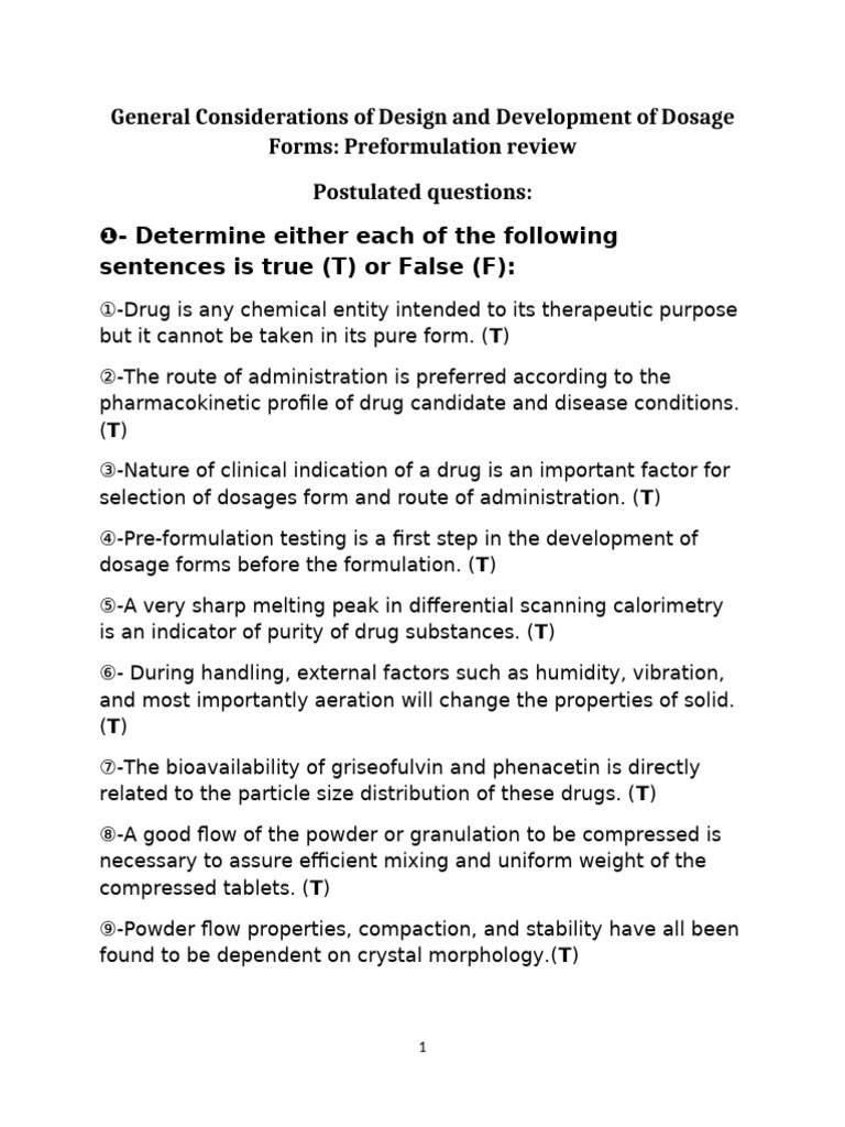 Preformulation Questions | PDF