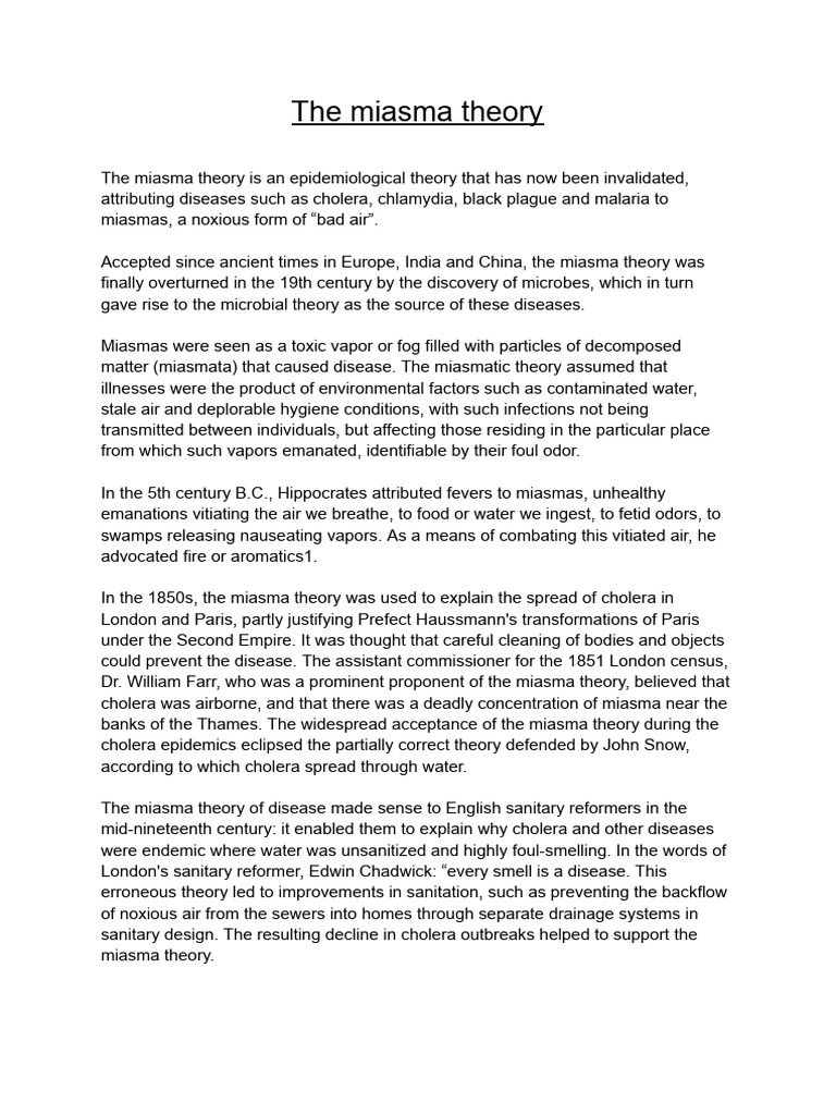 The Miasma Theory | PDF