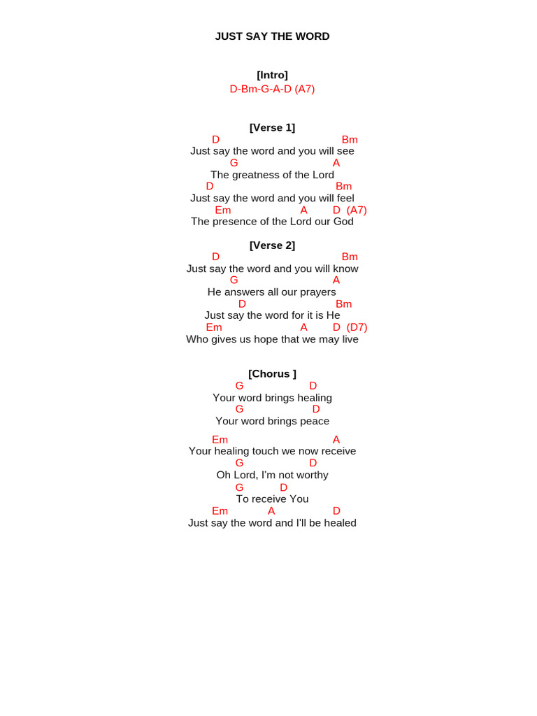 Just Say The Word | PDF