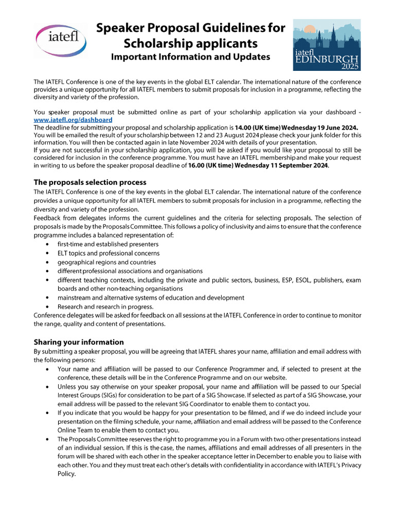 Speaker Proposal Guidelines 2025 Scholarships | PDF