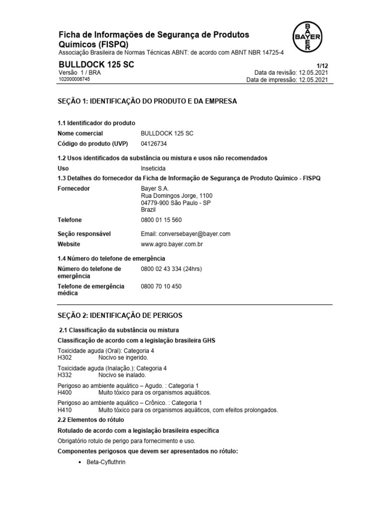 Bulldock - FISPQ | PDF