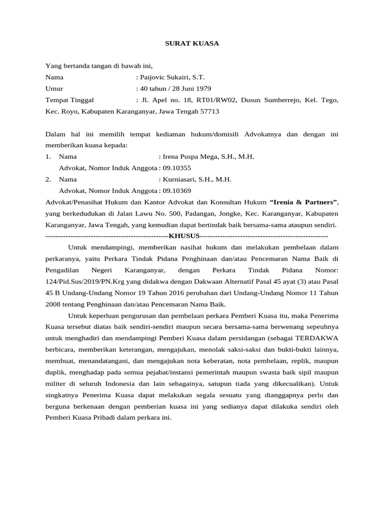 Surat Kuasa | PDF