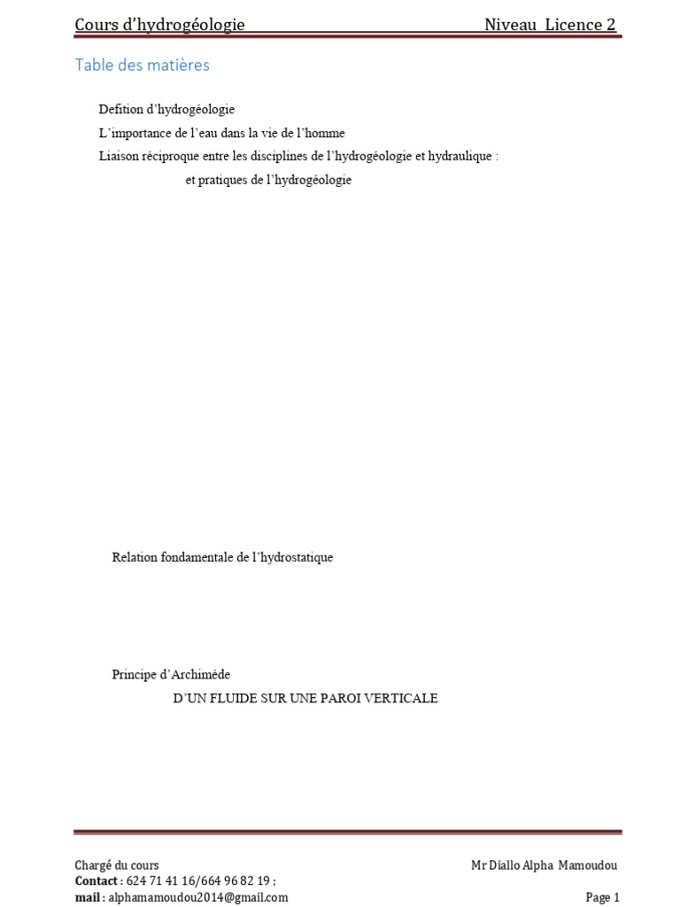 Cours Hydrogéologie L2 Corrigé 2fois Pour L2 2022 PDF | PDF