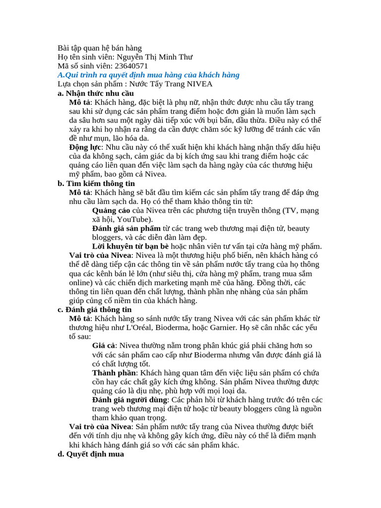 Bài tập quan hệ bán hàng | PDF