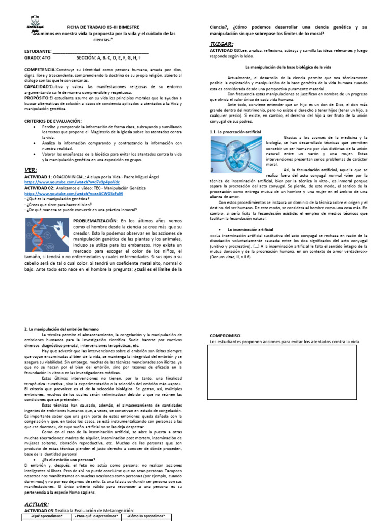 FICHA DE ACT 05 - III BIM 4TO SEC. REL (2) | PDF