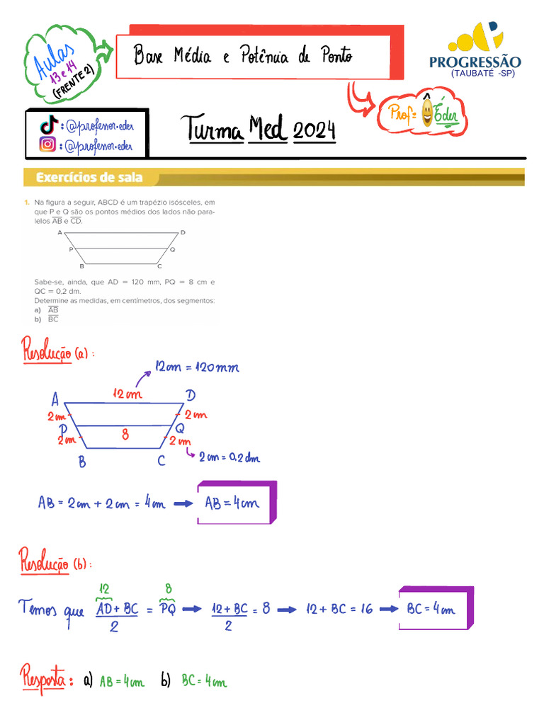 Aulas 13 e 14 - Base Média e Potência de Ponto | PDF