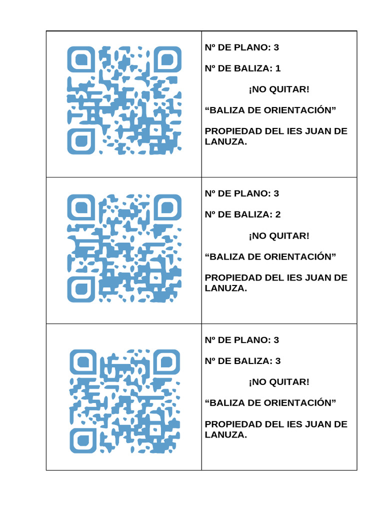 Plano 3 Recopilación Pistas Códigos QR | PDF