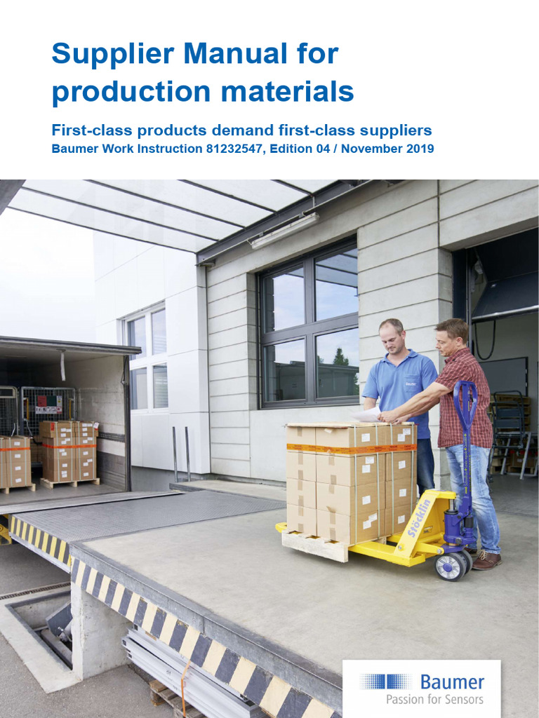 Supplier Manual For Production Materials: First-Class Products Demand ...