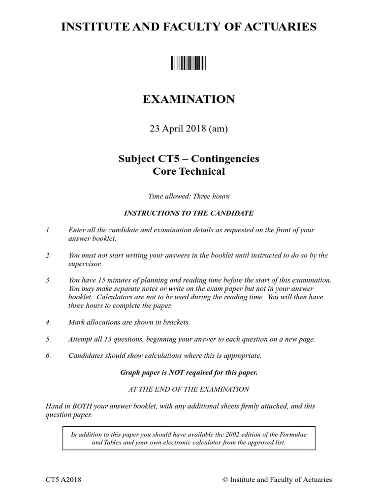 IandF CT5 201804 ExamPaper | PDF
