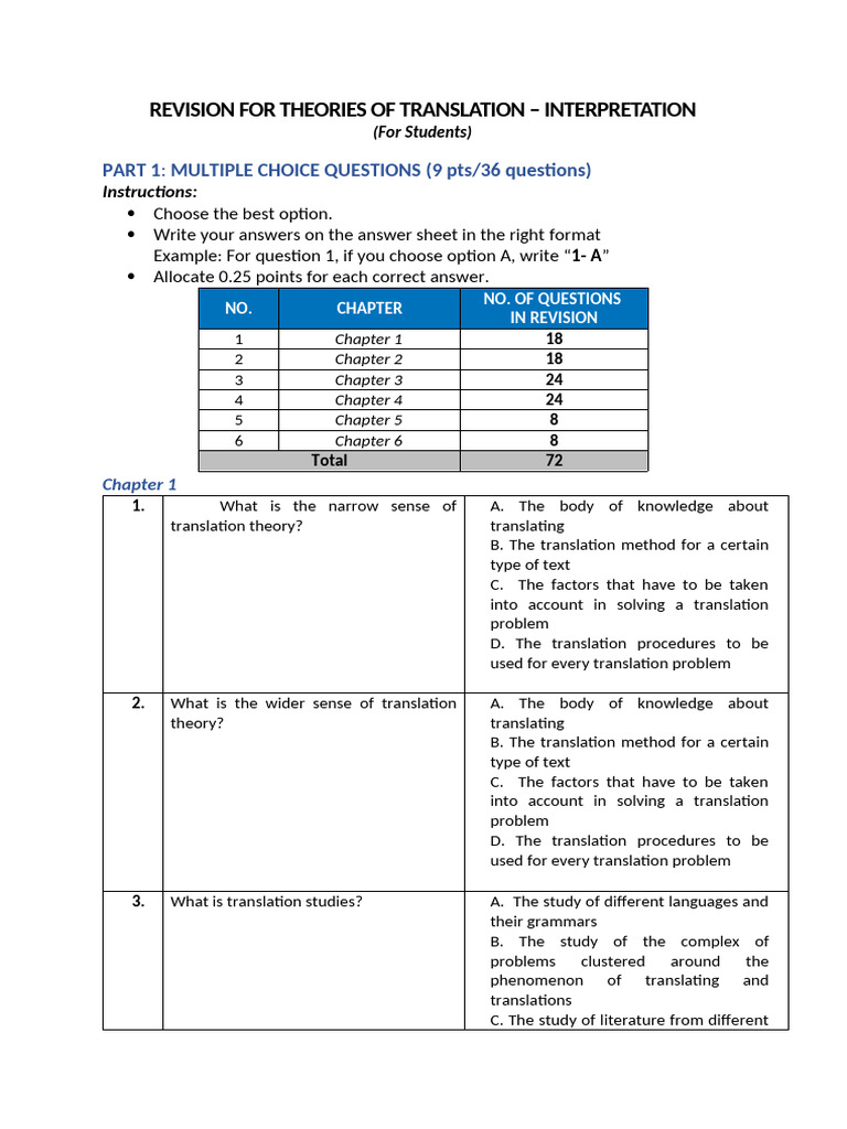 Ss-REVISION-FOR-THEORIES-OF-TRANSLATION | PDF