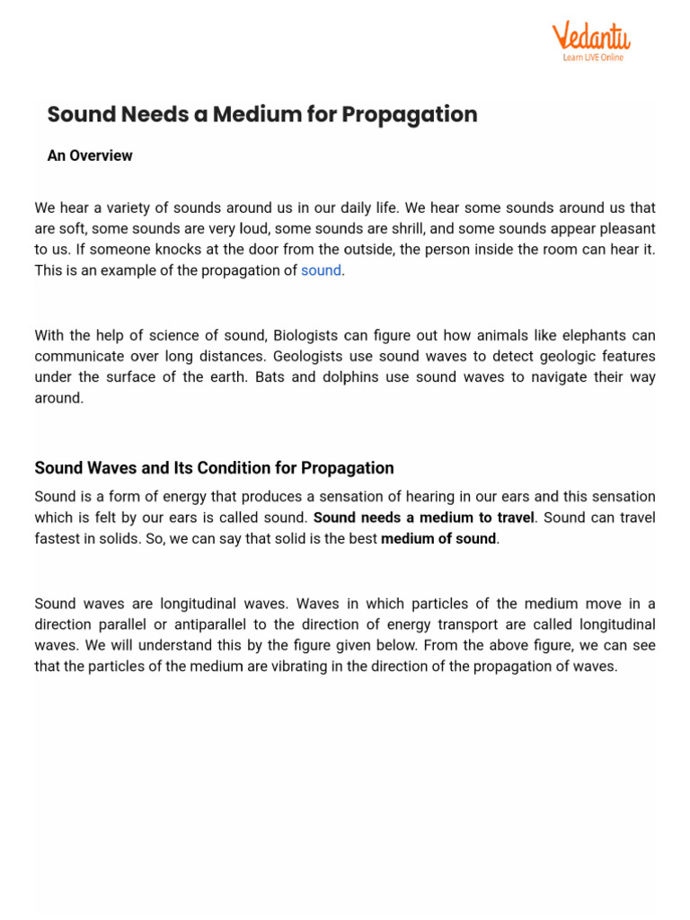 Sound Needs A Medium For Propagation | PDF