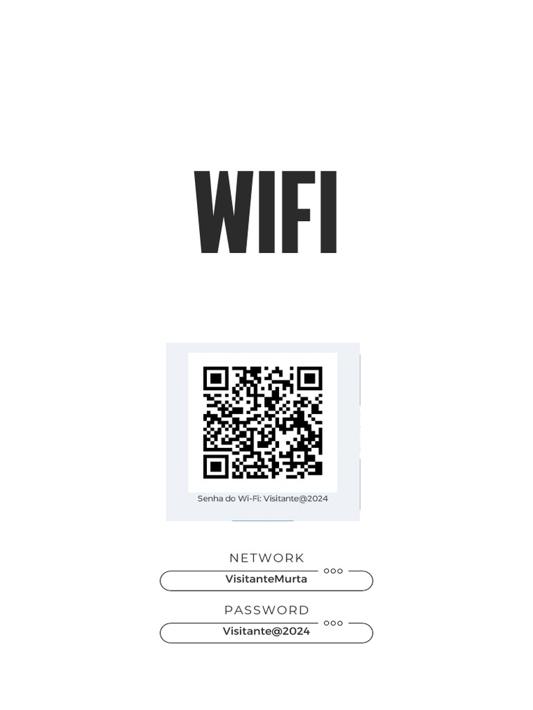 Black White Simple Free Wifi QR Code Place Poster | PDF