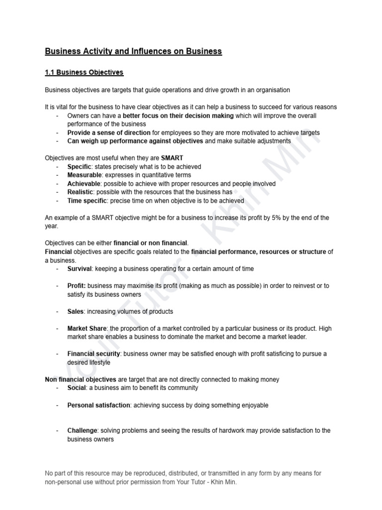 Edexcel IGCSE Business Notes | PDF