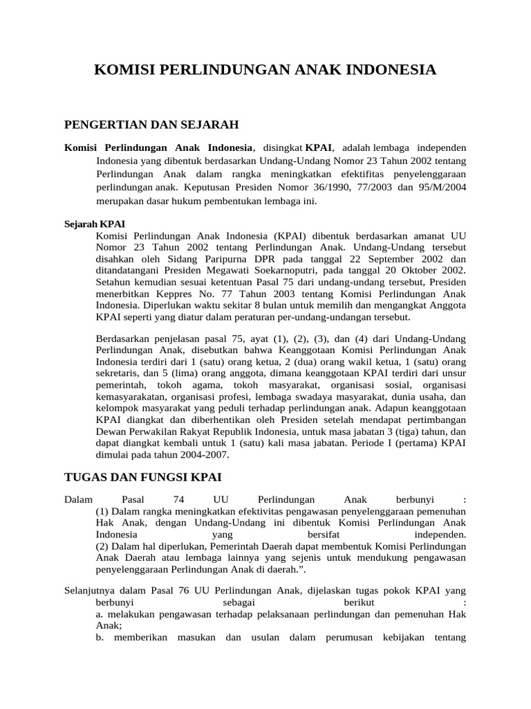 Komisi Perlindungan Anak Indonesia | PDF