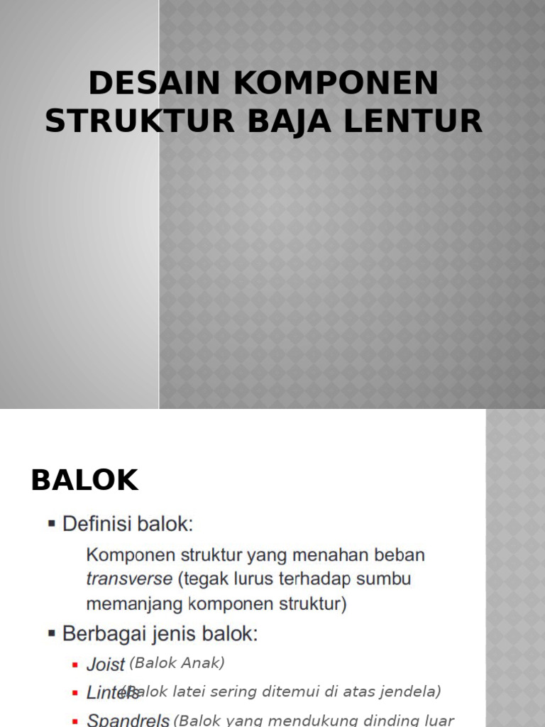 Pertemuan - 1 Desain Komponen Struktur Baja Lentur | PDF