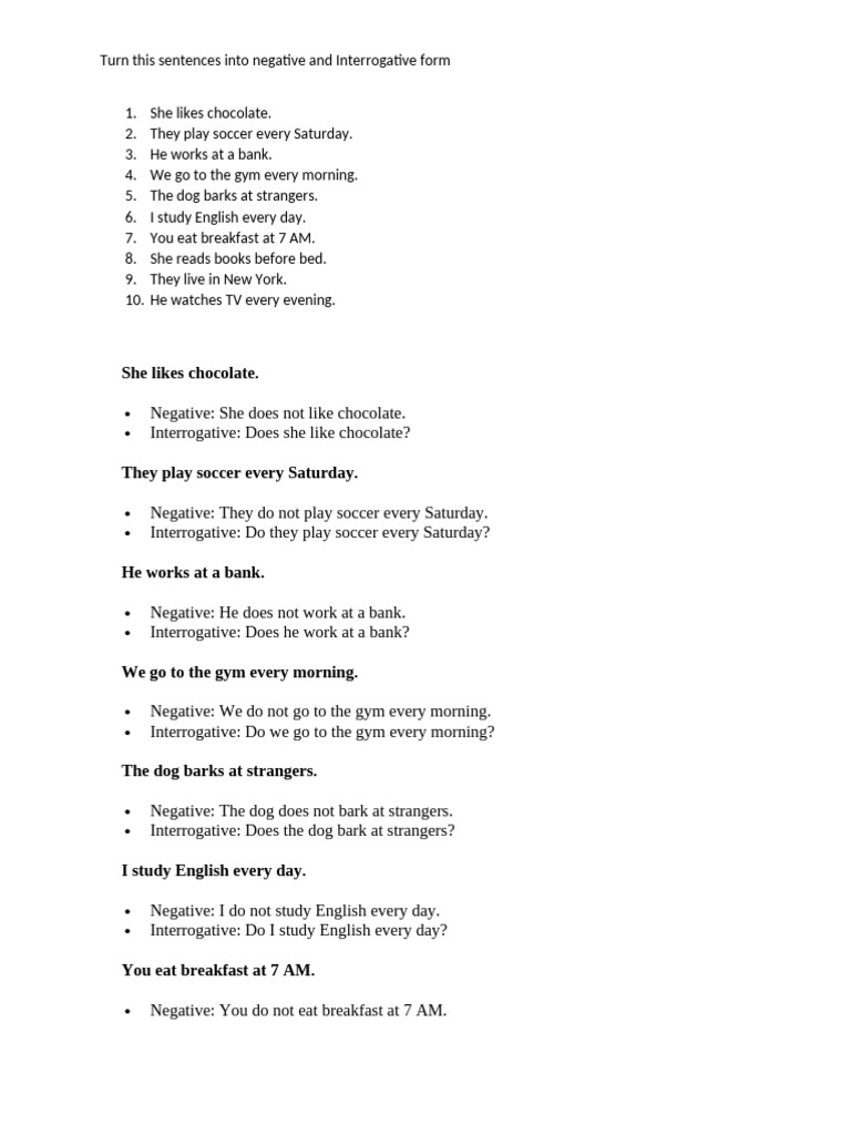 Interrogative and Negative | PDF