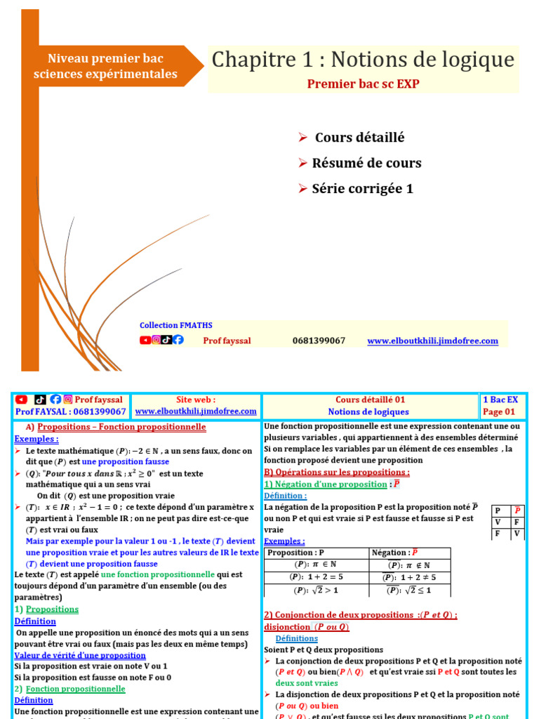 Cours 1 Notion Logique 1BACEX 2025 | PDF