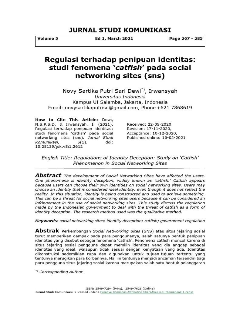 Regulasi Terhadap Penipuan Identitas Studi Fenomen | PDF