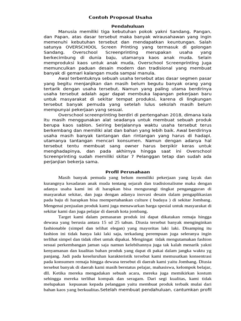 Contoh Proposal Usaha | PDF