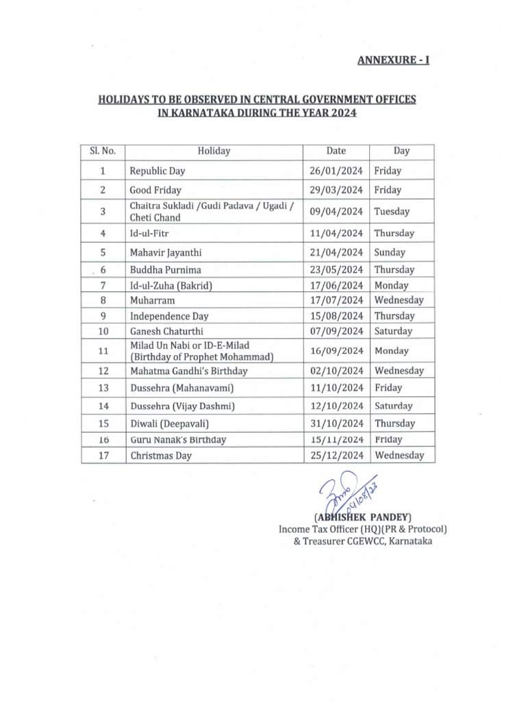 2024-Holiday List | PDF
