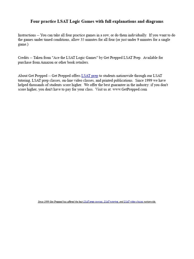 Lsat Preparation Game 2 | PDF