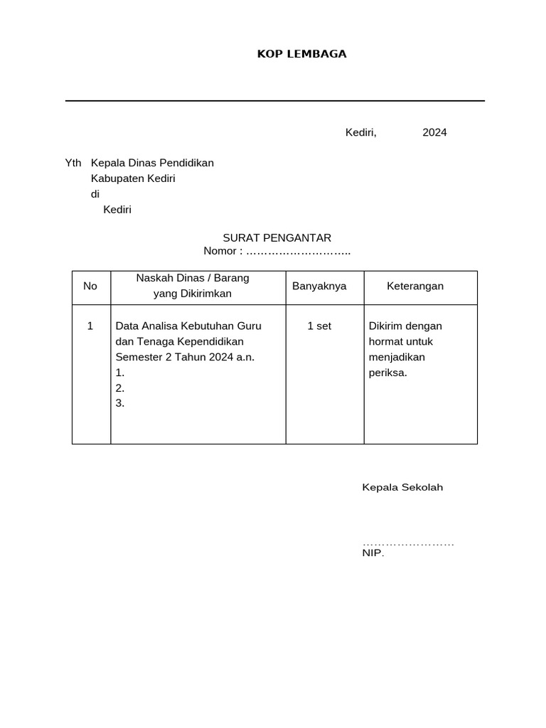 Contoh Surat Pengantar Akg Paud | PDF