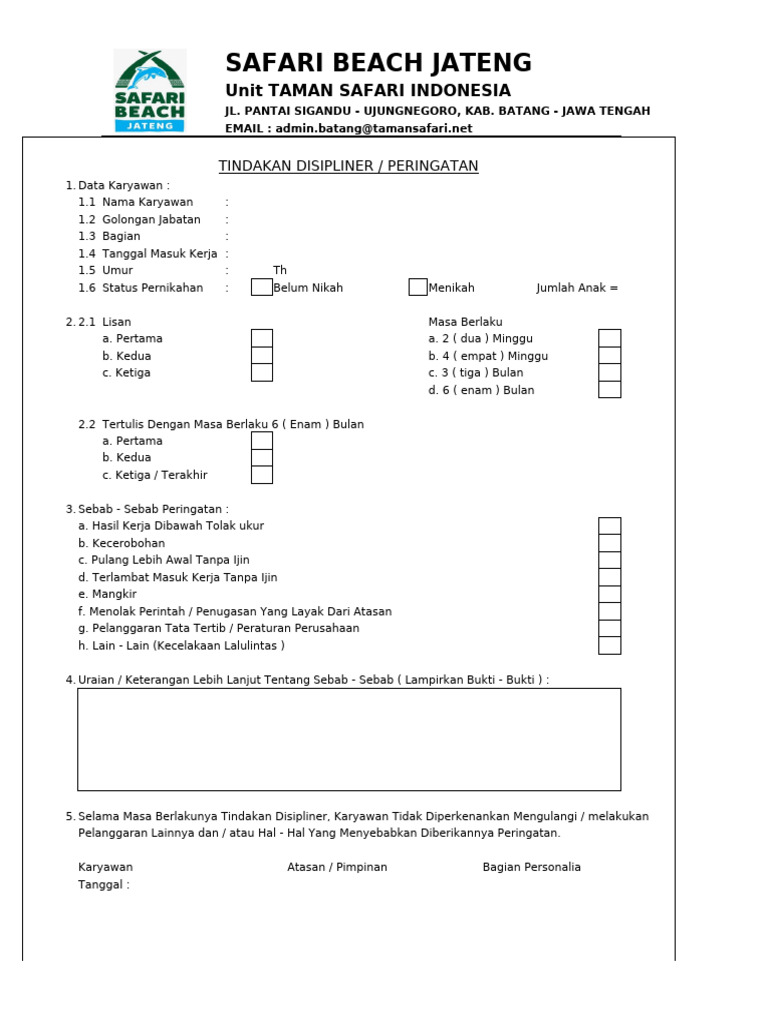 Form Surat Peringatan | PDF
