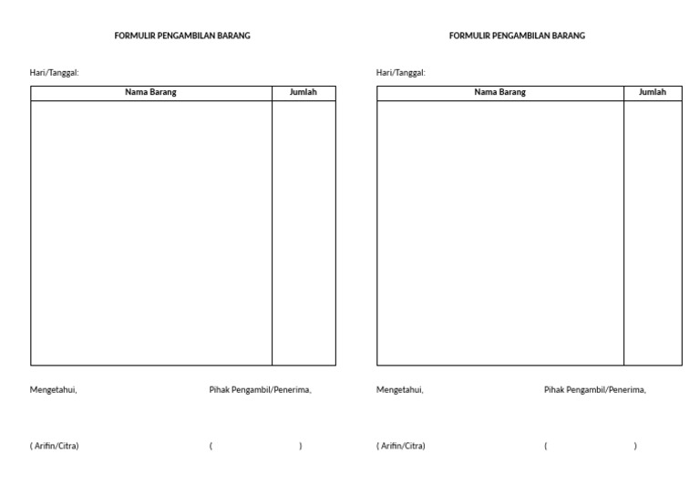 Formulir Pengambilan Barang | PDF