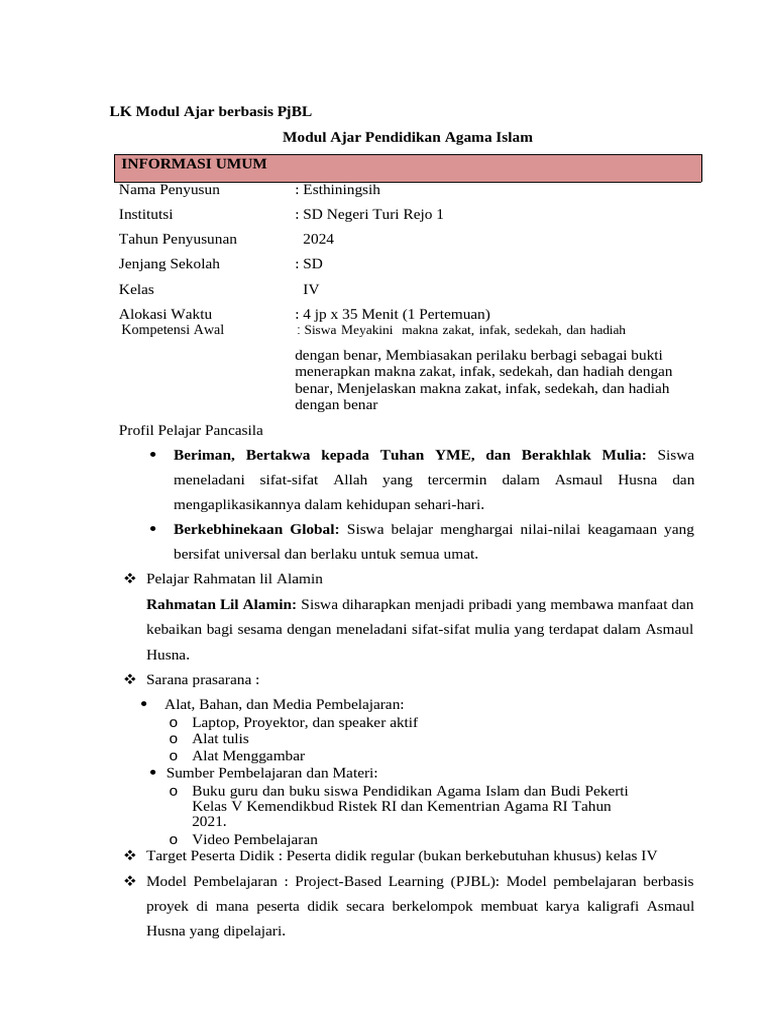 Contoh Modul PJBL 2 | PDF