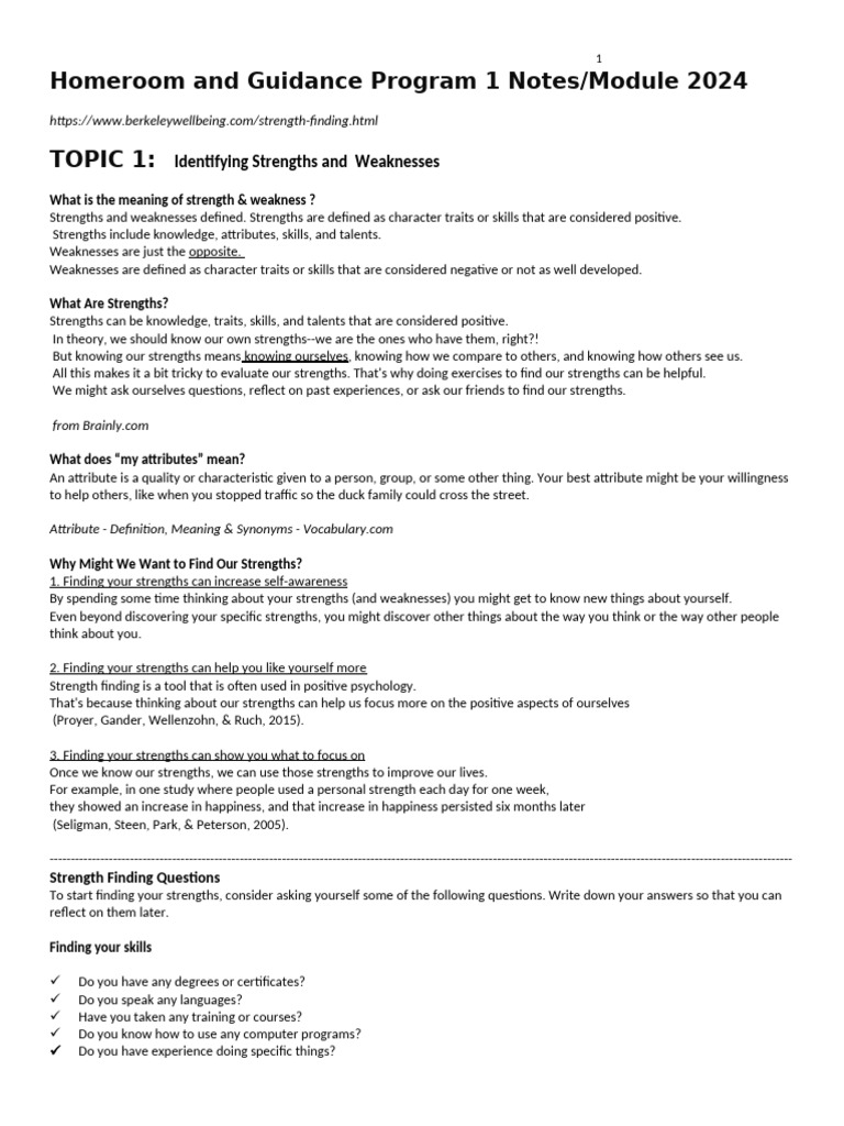 g11 hgp1 Notes-For-Reviewing Topic-1 | PDF | Knowledge | Self-Improvement