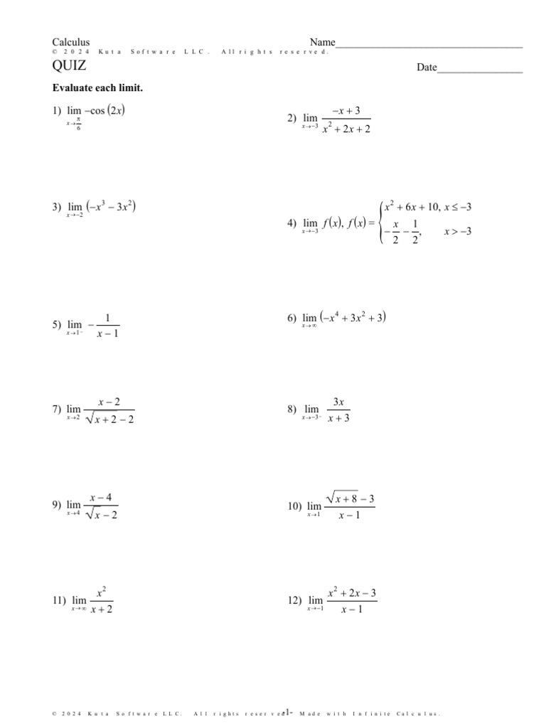 Calculus AP LIMITS | PDF