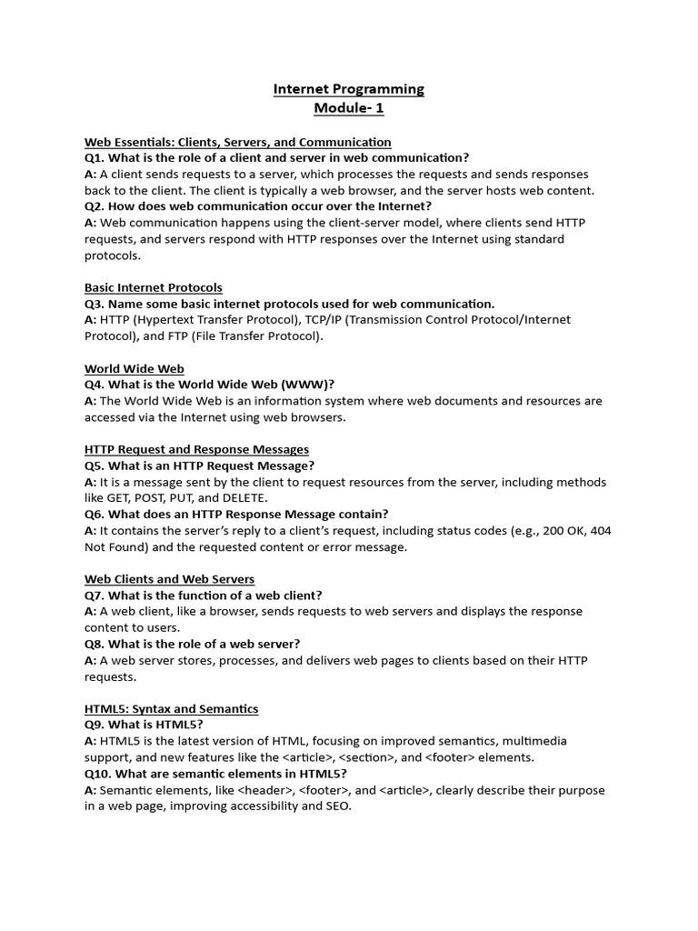 Internet Programming-Module 1 | PDF Internet Programming-Module 1 | PDF
