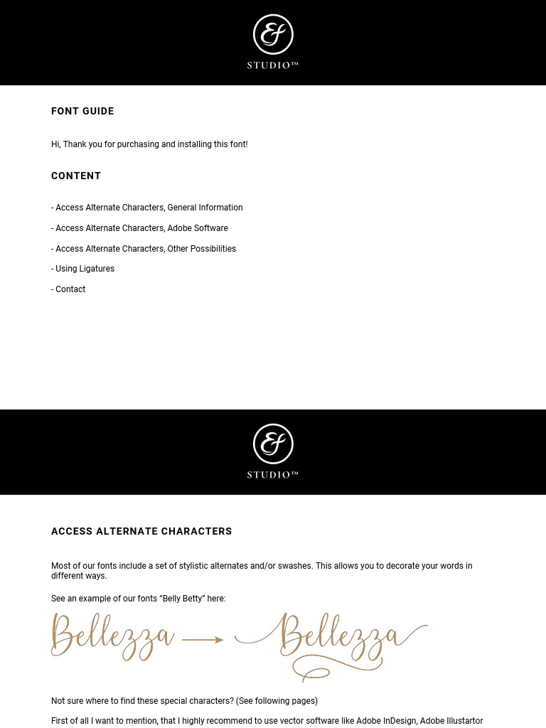 FONT GUIDE EF STUDIO | PDF