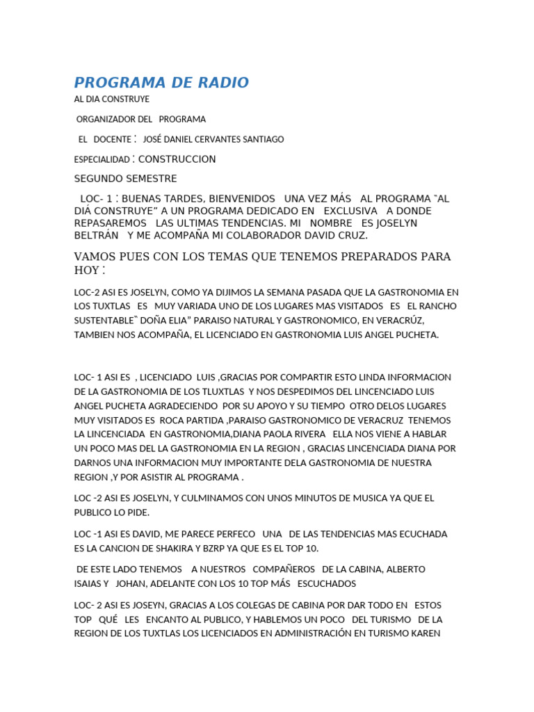 PROGRAMA DE RADIO | PDF