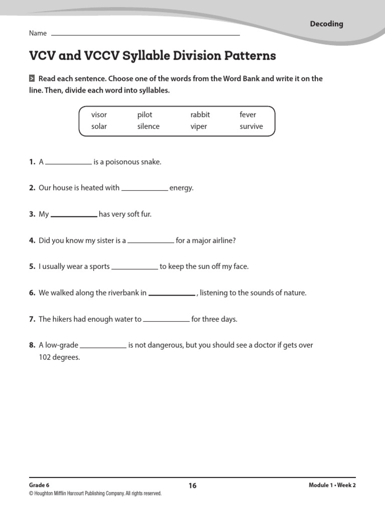 Spelling+ (Decoding) +KS+p.16+ +VCV+and+VCCV+Syllable+Division+Patterns ...