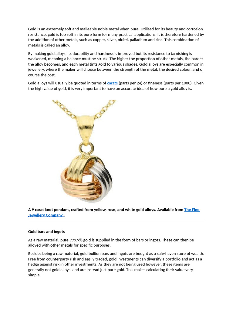 Gold Is An Extremely Soft and Malleable Noble Metal When Pure | PDF