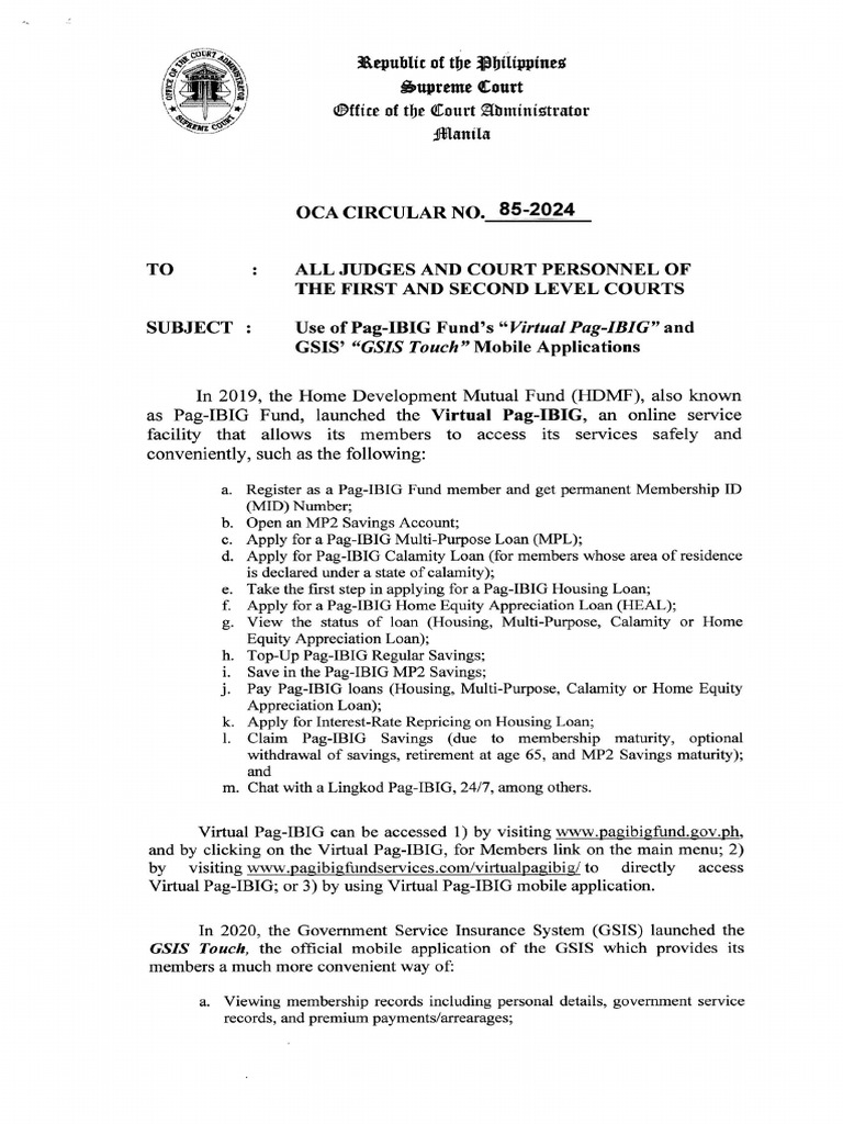 OCA Circular No. 85-2024 | PDF