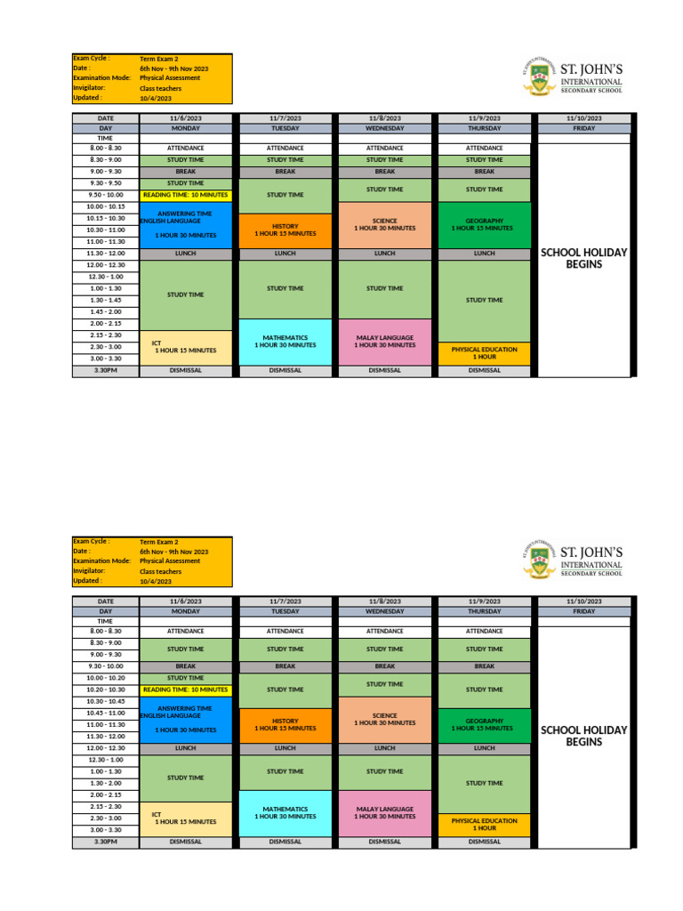 Te2 Exam Timetable 2023 | PDF
