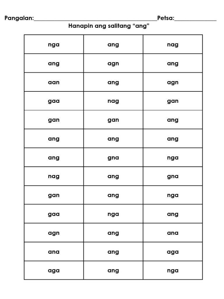 Filipino Word Identification Exercise | PDF