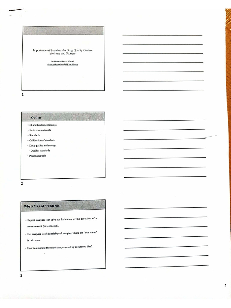 PCH 402 Importance of Standard in Drug Quality Control | PDF
