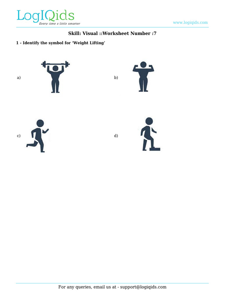 Skill: Visual::Worksheet Number:7: 1 - Identify The Symbol For Weight ...