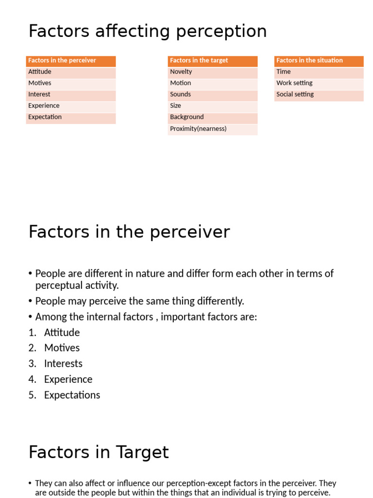 Factors Affecting Perception | PDF