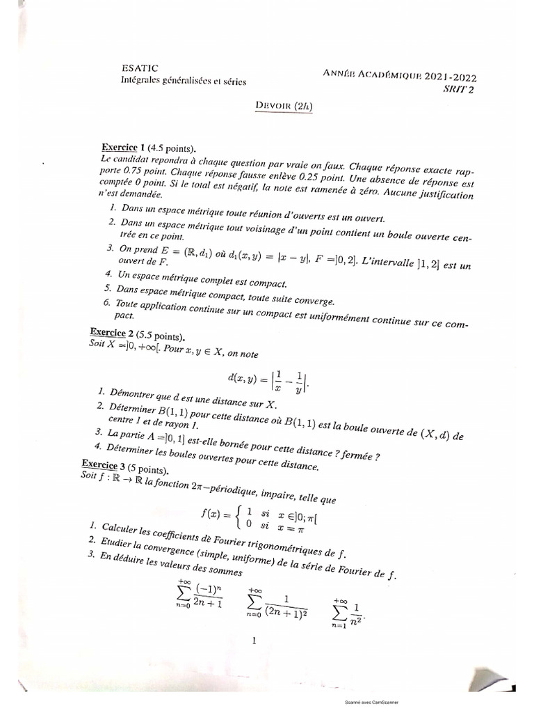 Examen Et Devoir Analyse4 | PDF