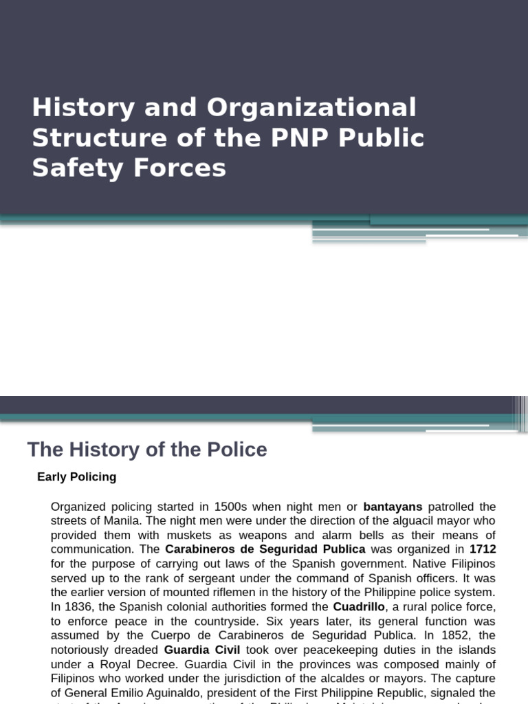 PSBRC Module 1 History and Organizational Structure of The PNP Public Safety Forces | PDF ...
