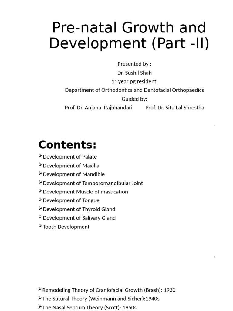 Pre-Natal Growth and Development of Craniofacial Region (Part - II | PDF