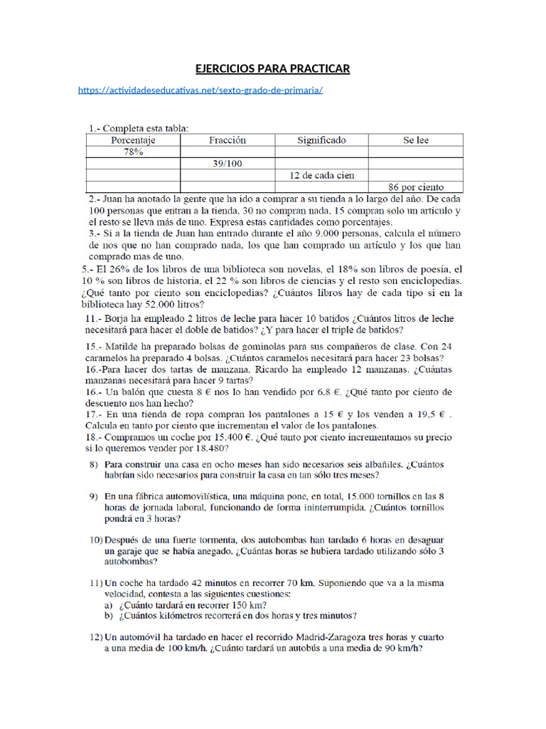 Ejercicios Para Practicar | PDF